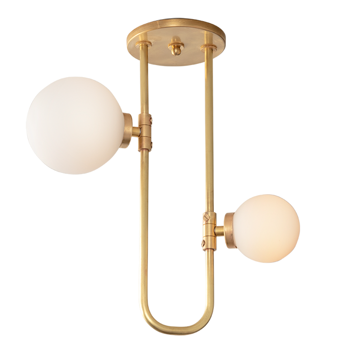 CLOUD BALL TWIN Pendant – Brass & White Glass