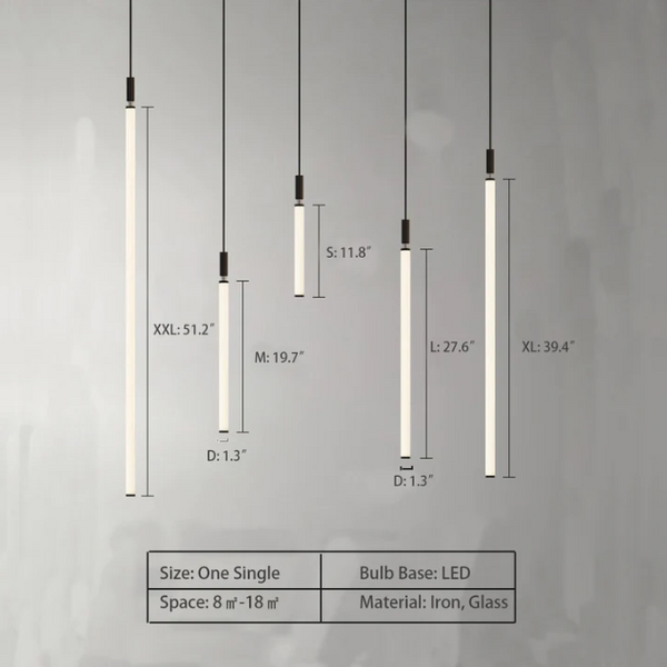 Nordic Fashion Minimalist Black Straight Pendant Chandelier for Bedsid