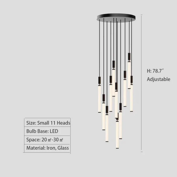 Nordic Fashion Minimalist Black Straight Pendant Chandelier for Bedsid