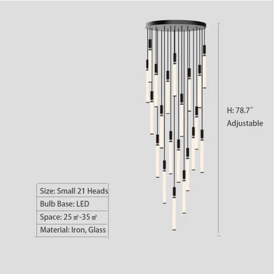 Nordic Fashion Minimalist Black Straight Pendant Chandelier for Bedsid
