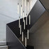 Nordic Fashion Minimalist Black Straight Pendant Chandelier for Bedsid