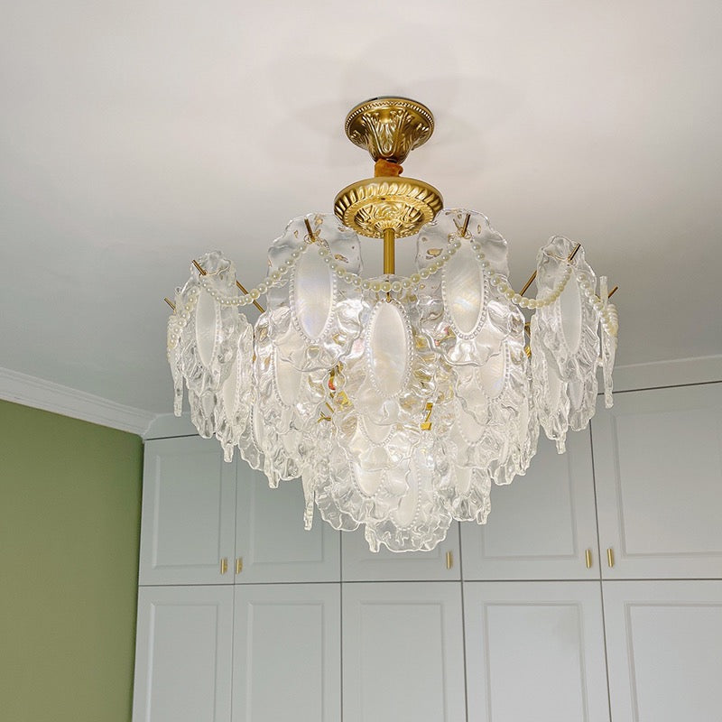 European Vintage Style Luxury Elegant Cream White Chandelier/Ceiling L