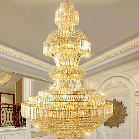 Luxury Extra Large Round Ceiling Lighting Fixture Stately Crystal Chan ...