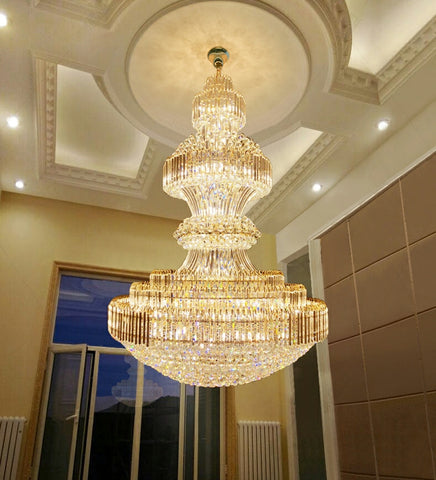Luxury Extra Large Round Ceiling Lighting Fixture Stately Crystal Chan ...