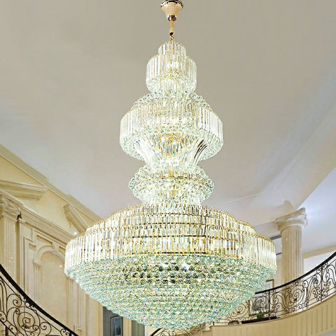 Luxury Extra Large Round Ceiling Lighting Fixture Stately Crystal Chan ...