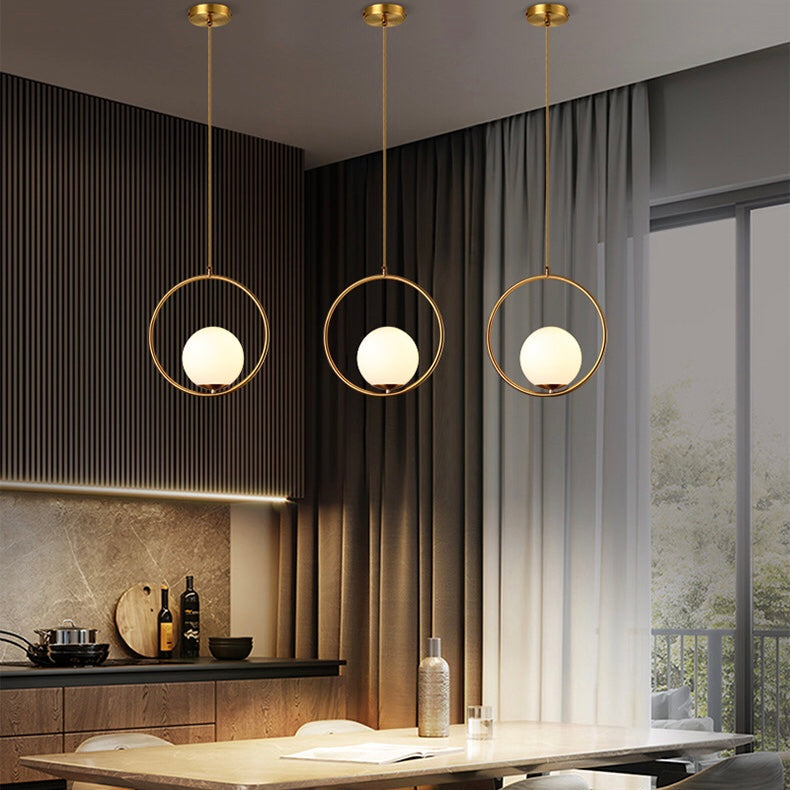 Modern Pure Copper Dining Room Ceiling Light Simple Stylish Ball Bedro